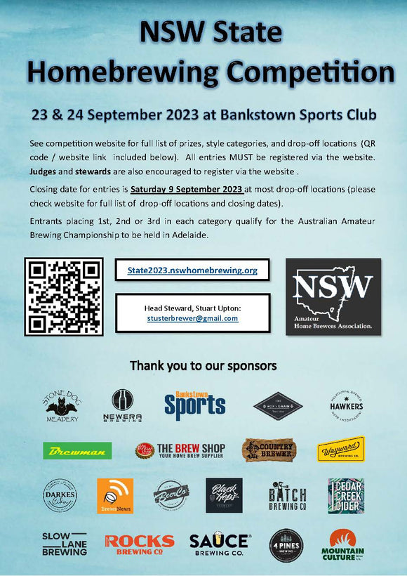 NSW State Homebrew Competition | 23-24 Sep 2023 | Bankstown Sports Club ...