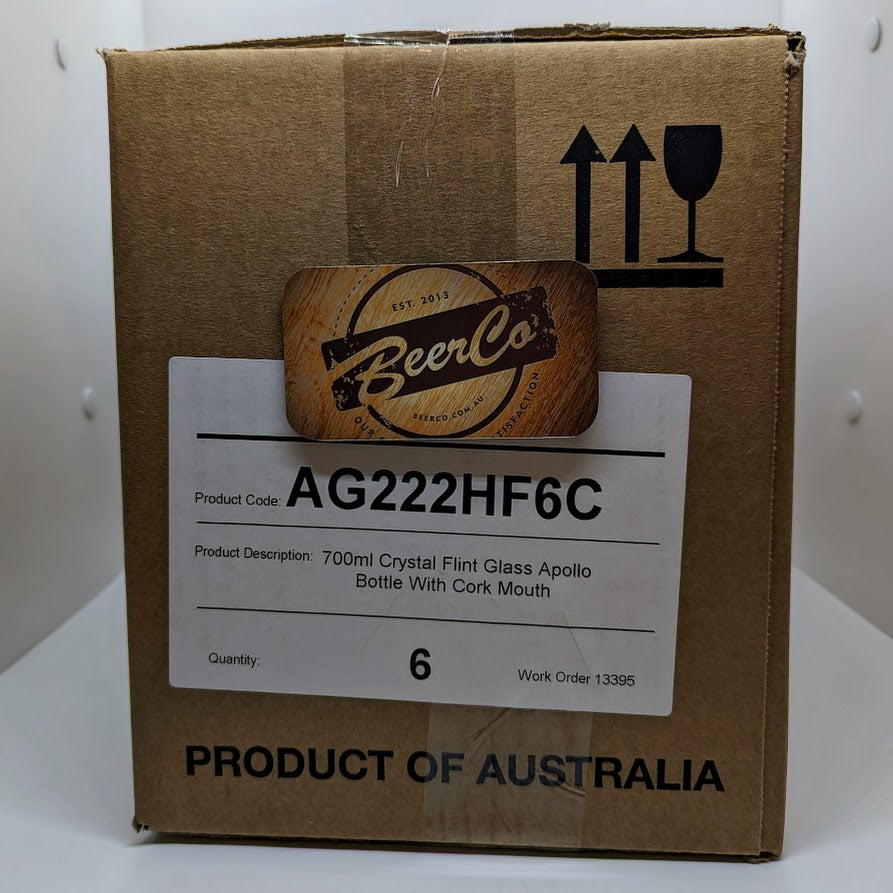 Apollo Crystal Flint Glass Spirit Bottle 6 X 700mL Carton | Cork Stops ...