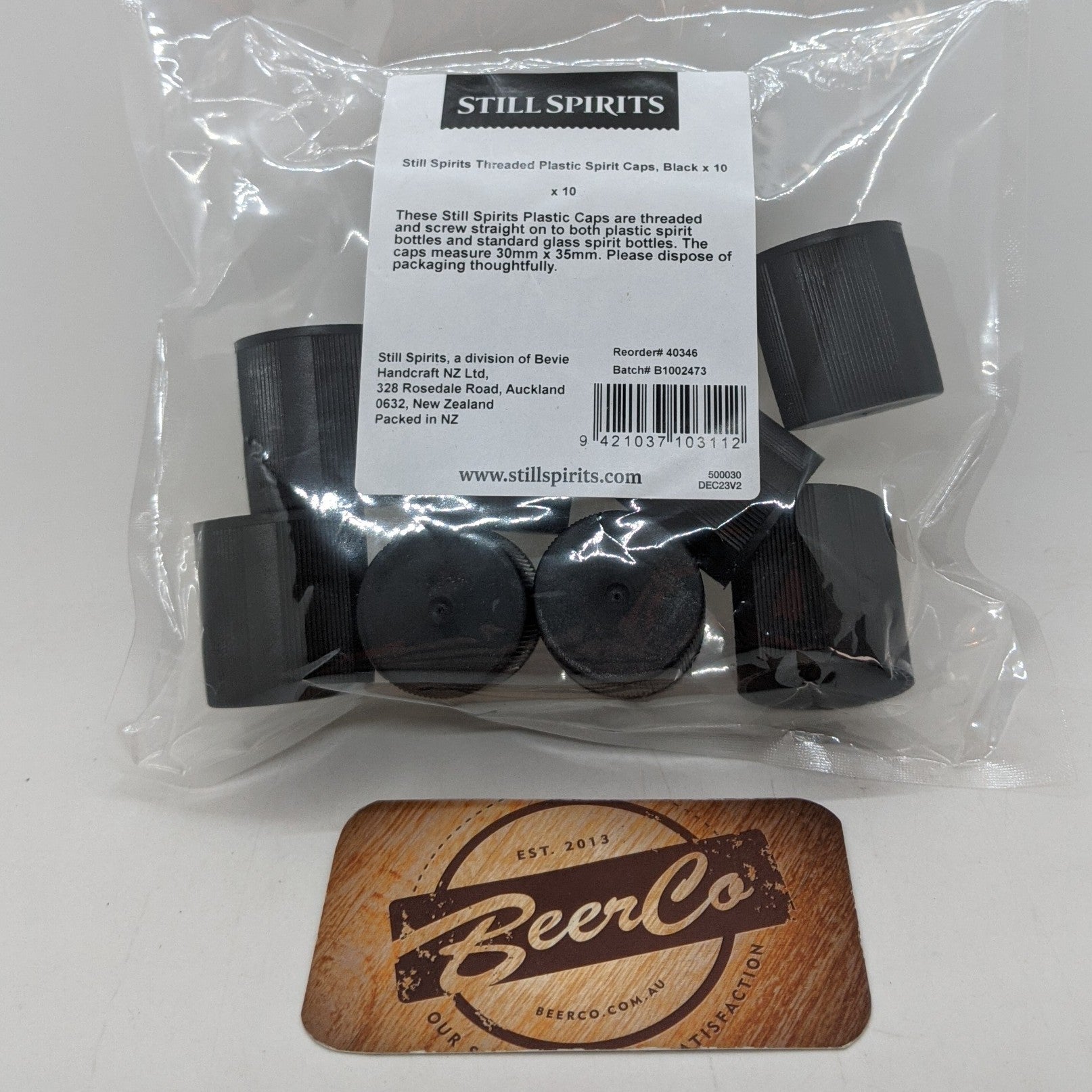 Still Spirits | Threaded Plastic Caps | Black | BeerCo.com.au
