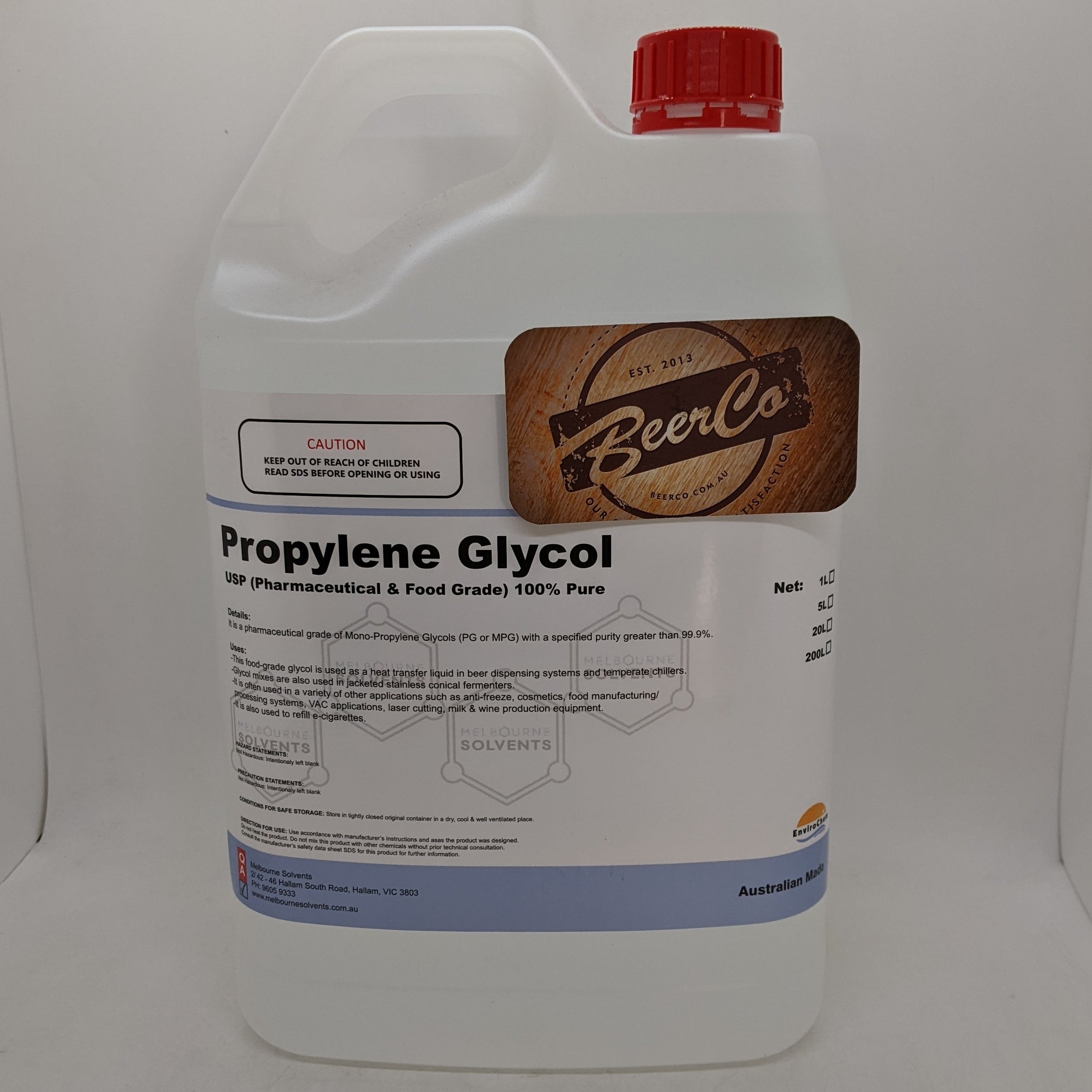 Propylene Glycol | 1L | 5L | 20L | USP | Food Grade | BeerCo.com.au