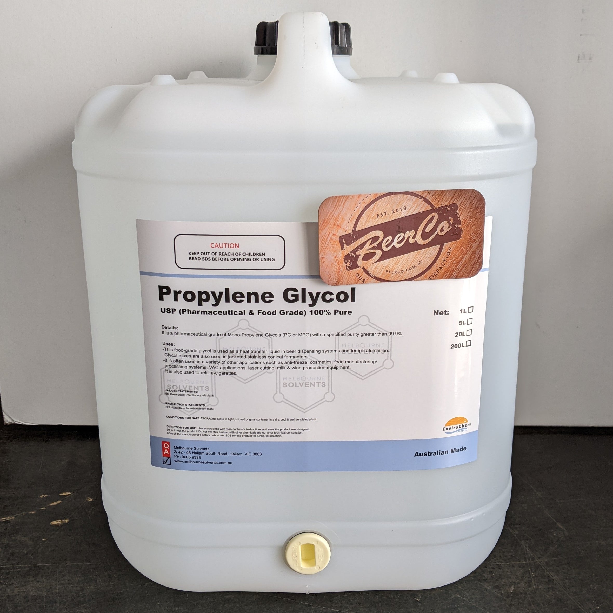 Propylene Glycol | 1L | 5L | 20L | USP | Food Grade | BeerCo.com.au