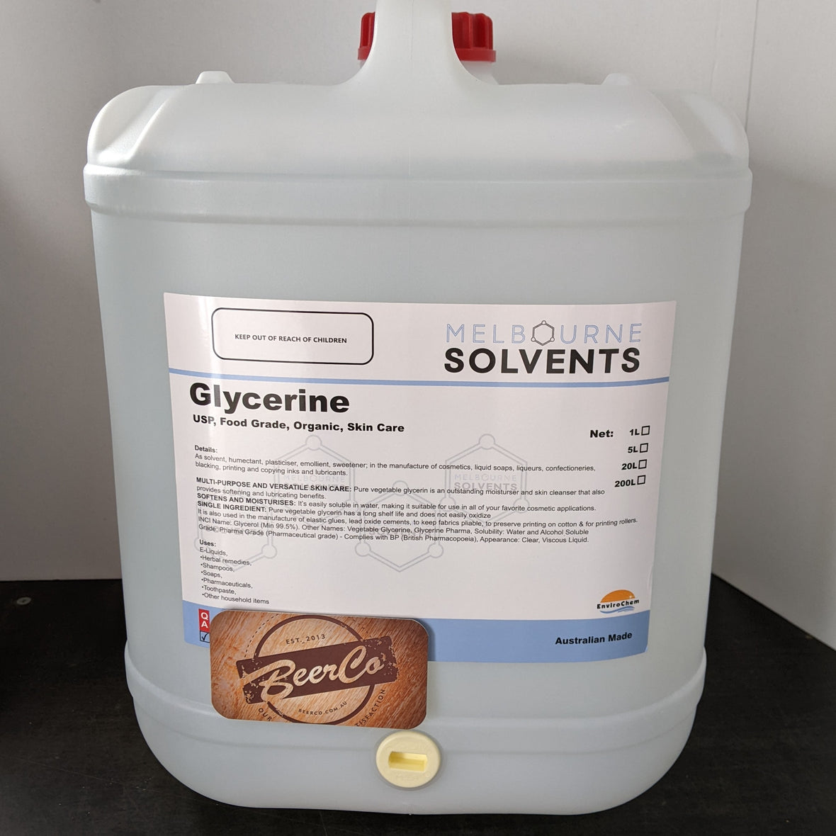 Glycerine | Organic | Pure Vegetable | 100% Food Grade | BeerCo.com.au